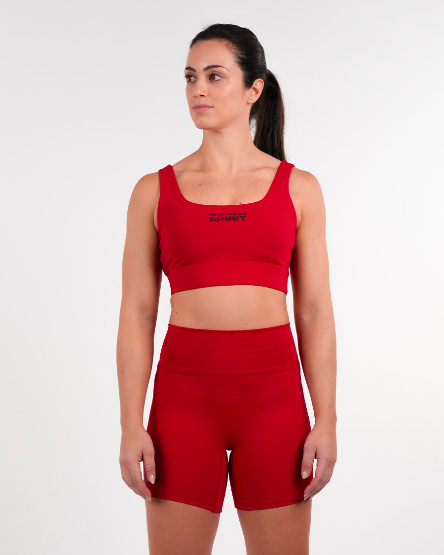 Women’s NS Wide Stripes Sports Bra Red | Northern Spirit